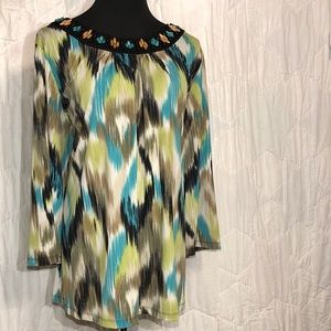 Ruby Rd. | Tops | Xl Ruby Rd Blue Black Lime Green Top Nwot | Poshmark